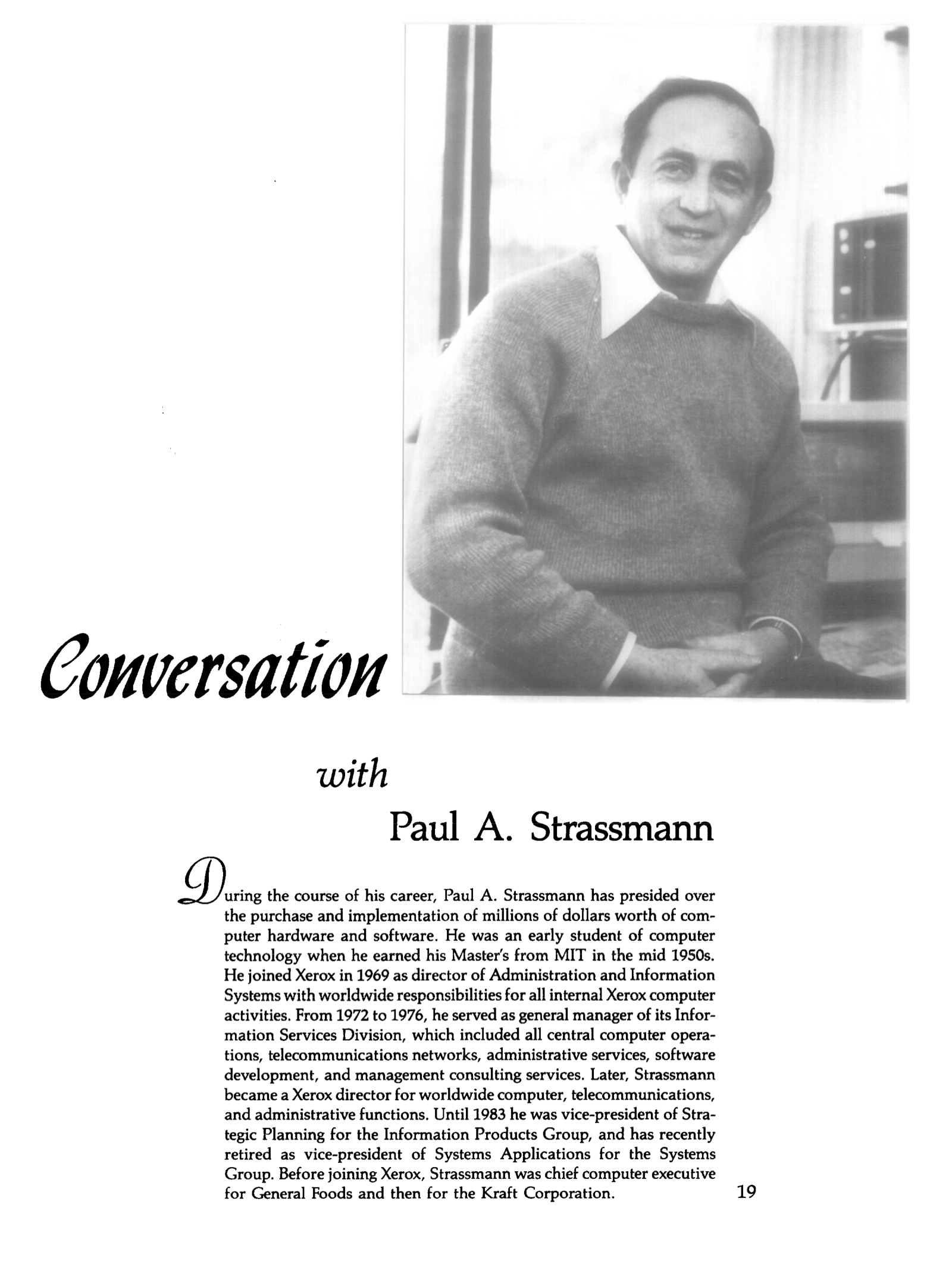 Conversation with Paul A. Strassmann